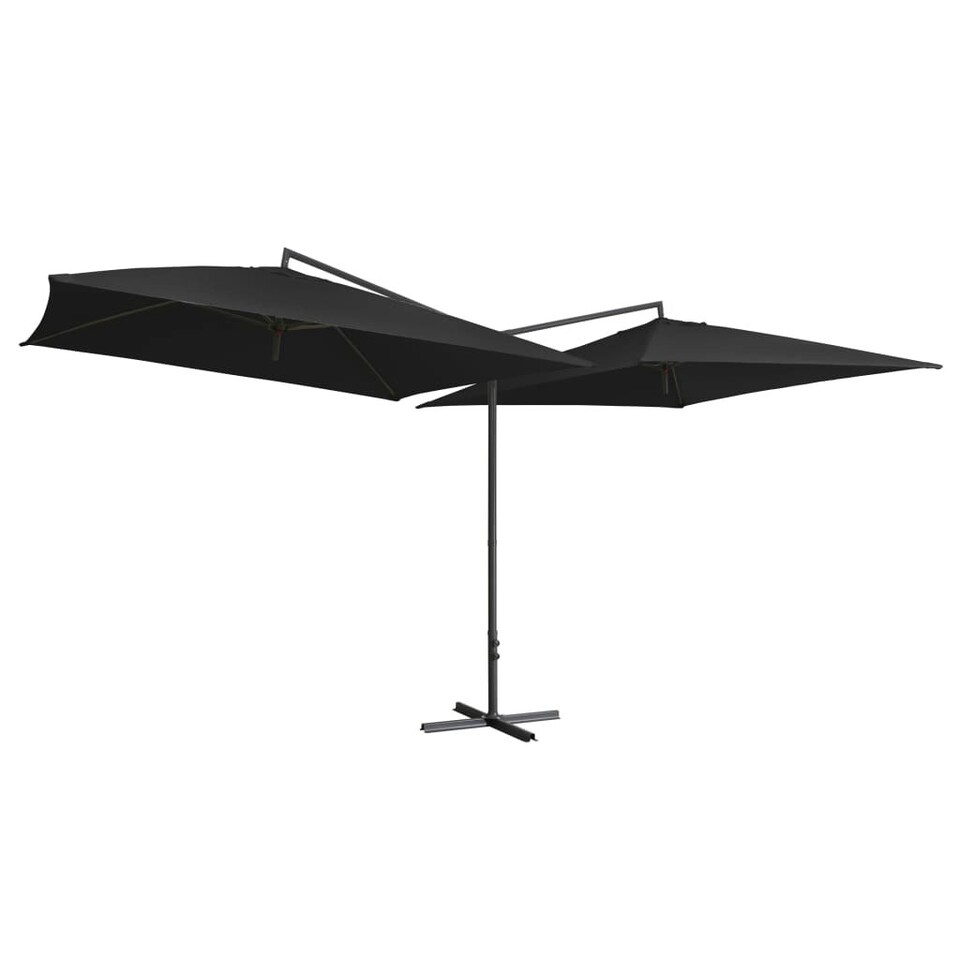 Double Parasol with Steel Pole 250x250 cm Black - Tesco Groceries