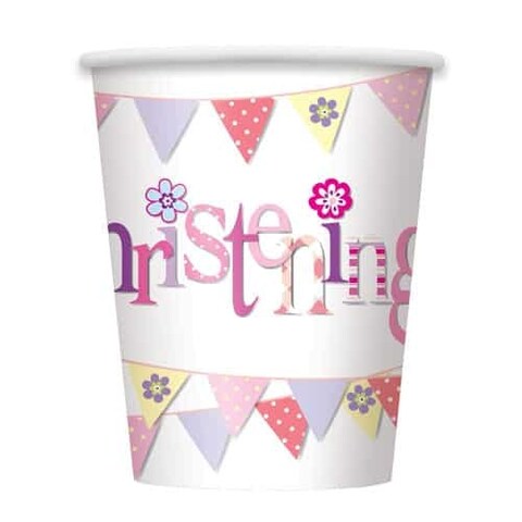 Christening Pink Paper Cups 270ml - Pack of 8 - Tesco Groceries