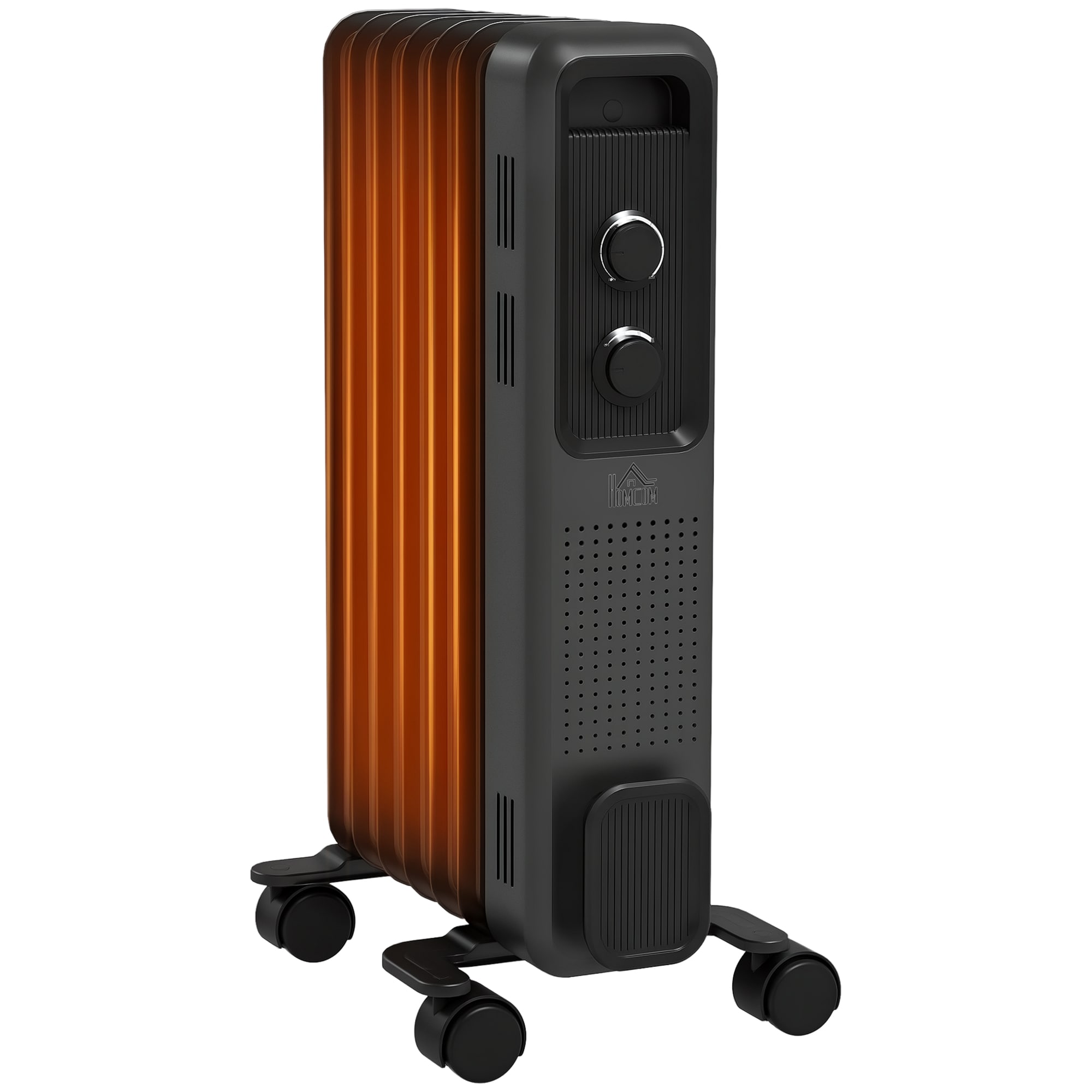HOMCOM 1500W Oil Filled Radiator, Portable Electric Heater with 3 Heat ...