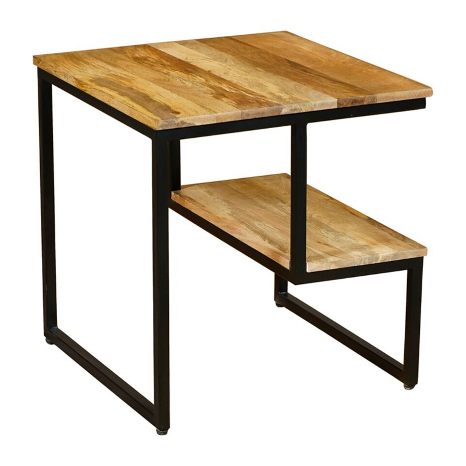 Ravi Side Table - Mango Light Finish - Mango Wood/Iron - L50 x W50 x ...