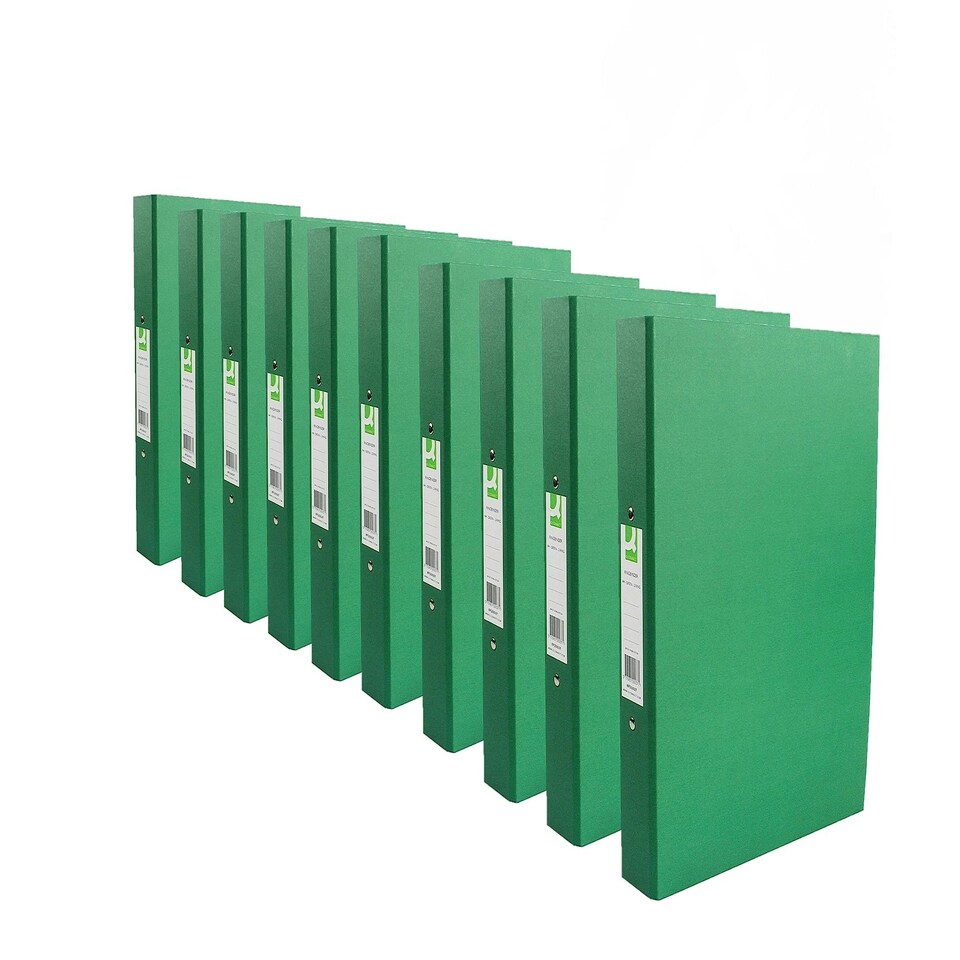 Q-Connect 2 Ring 25mm Paper Over Board Green A4 Binder (Pack of 10 ...