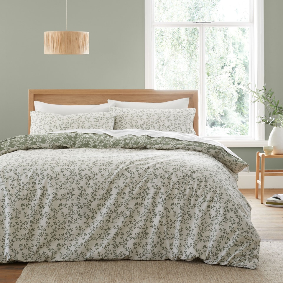 Shadow Leaves 200 Thread Count Cotton Reversible Duvet Cover Set ...