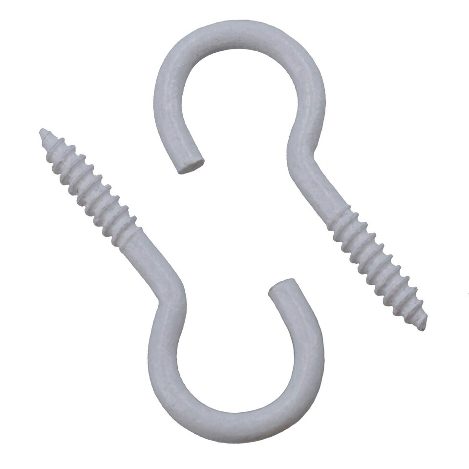 Screw Hook Fasteners Hangers White Plastic Finish 14mm Dia 40mm length ...