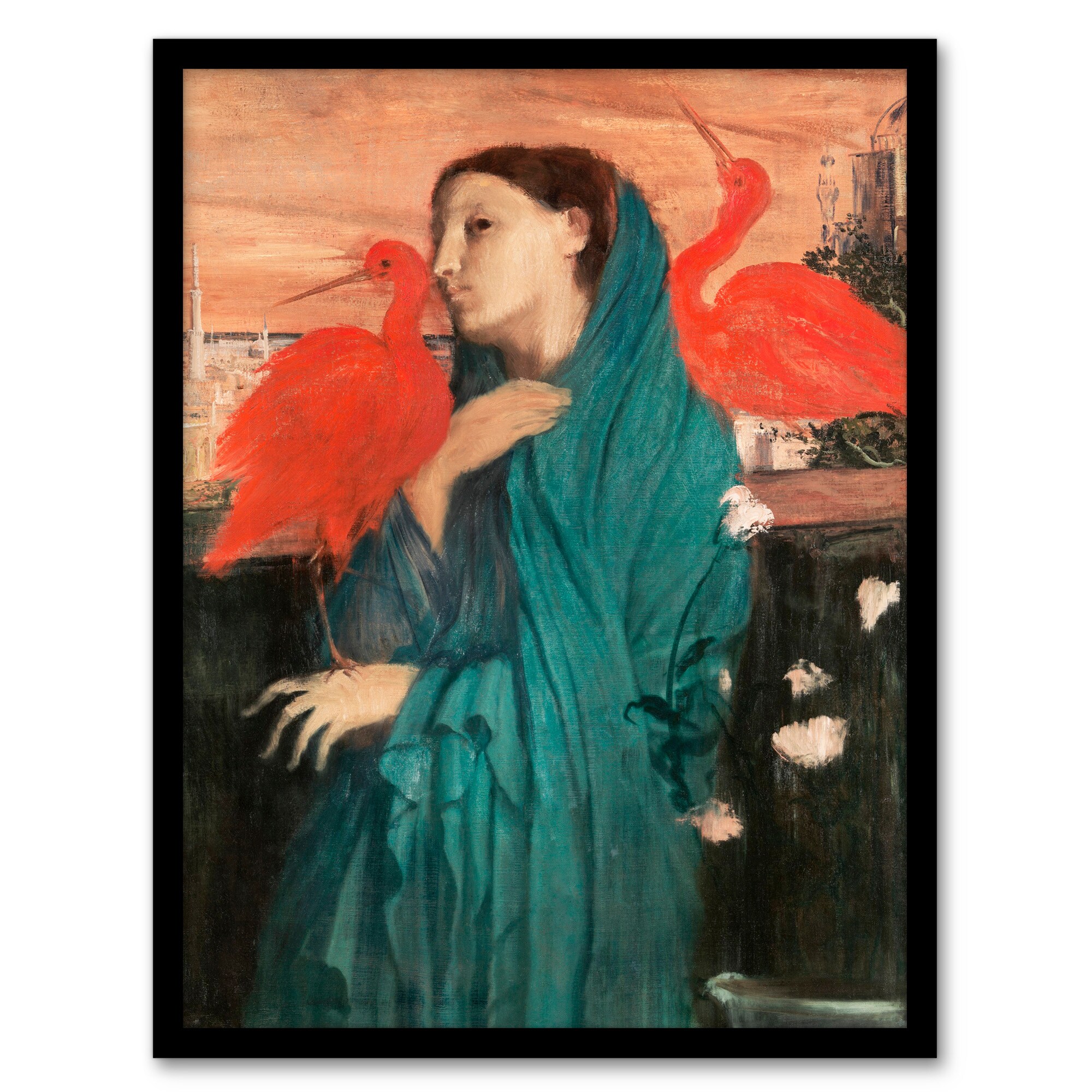 Edgar Degas Framed Wall Art Print Young Woman with Ibis Birds Home ...