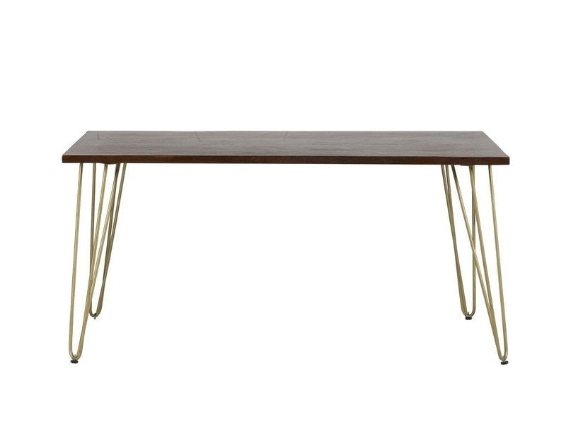 Dark Gold Dining Table - Solid Mango Wood - L85 x W160 x H76 cm | Brown ...