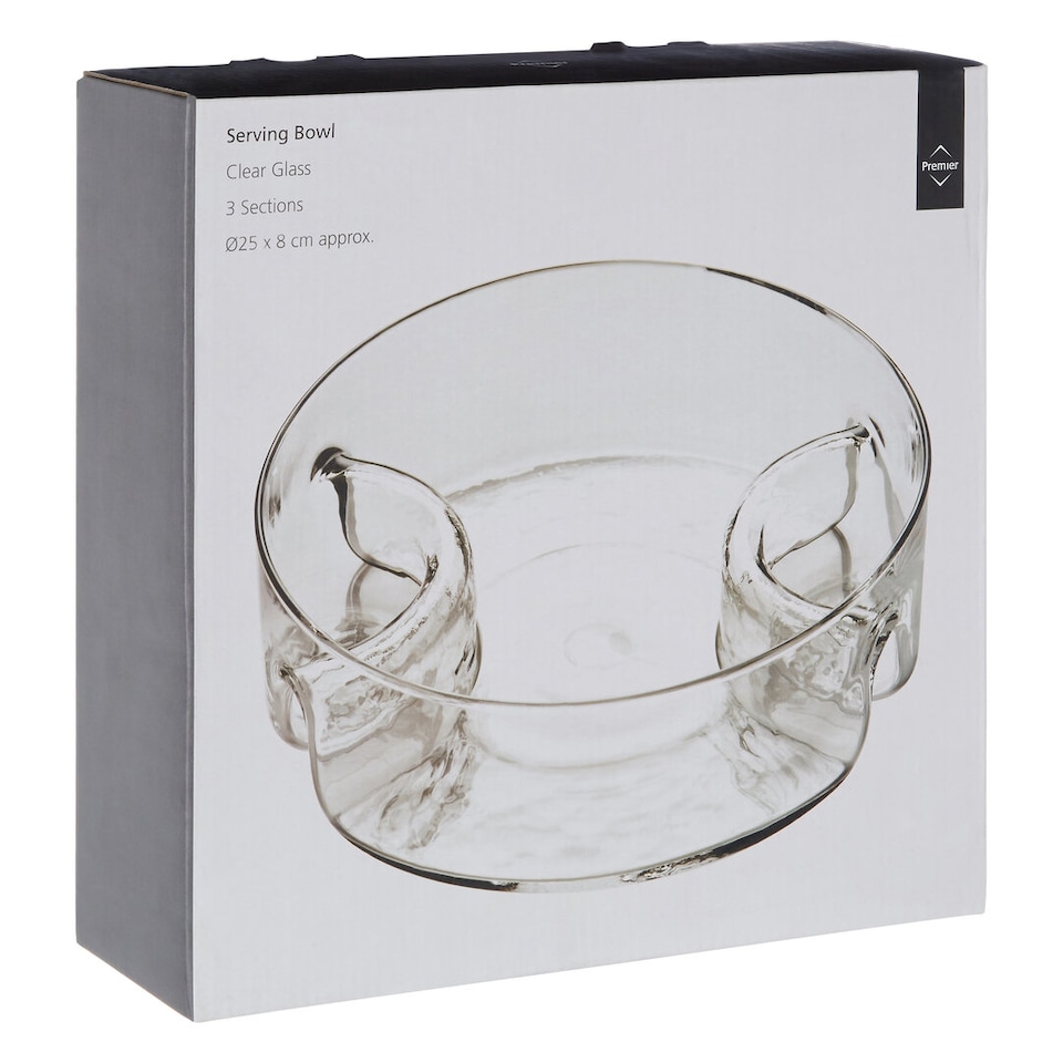 3 Section Curved Sided Glass Serving Dish - Tesco Groceries