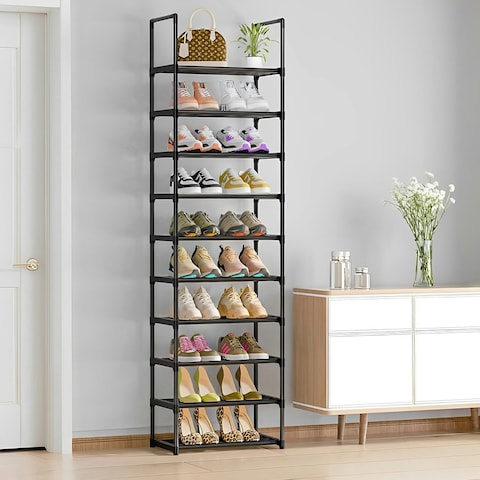 Living and Home 10 Tier Customizable Metal Shoe Rack - Black 175cm ...