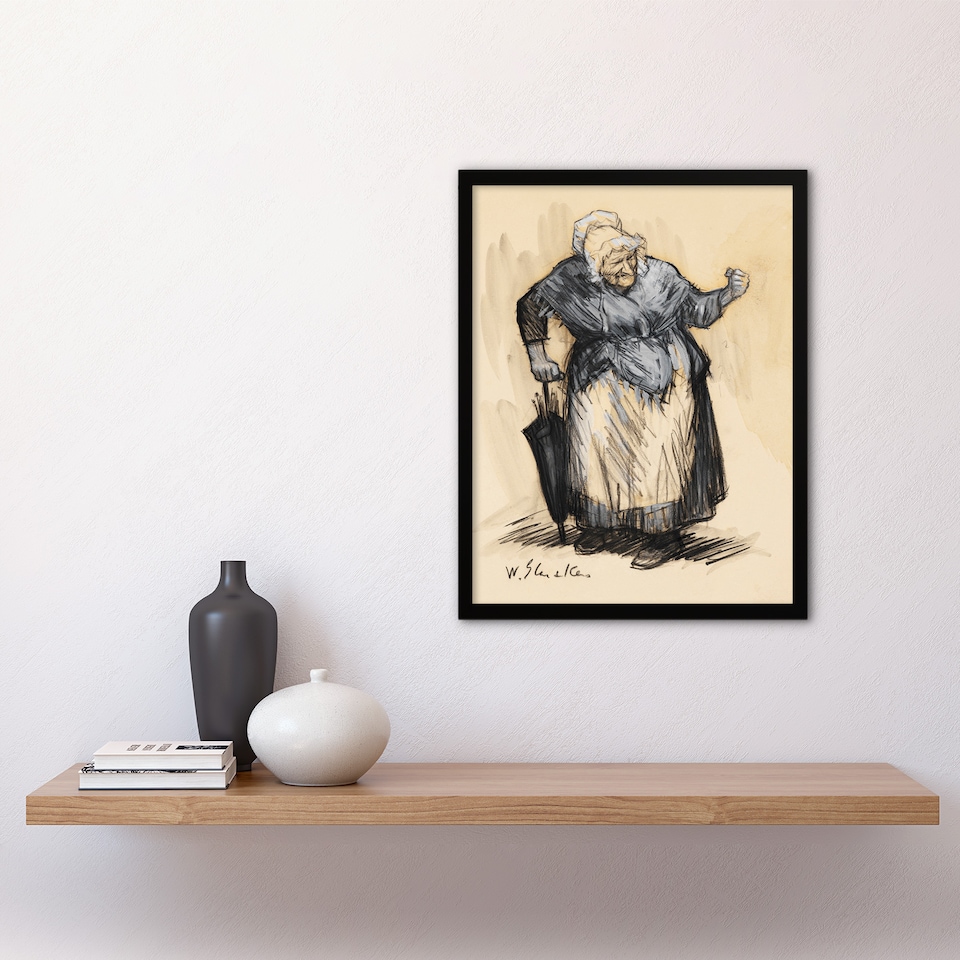 William James Glackens Framed Wall Art Print Angry Old Lady Sketch Home ...