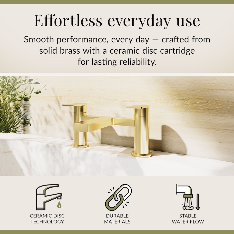 Contemporary Deck Mounted Bath Filler Tap Brushed Brass Balterley ...