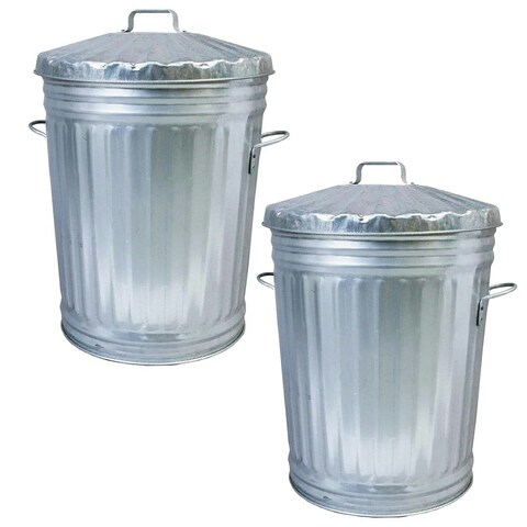 90L Extra Large Silver Galvanized Metal Dustbin For Home Kitchen ...