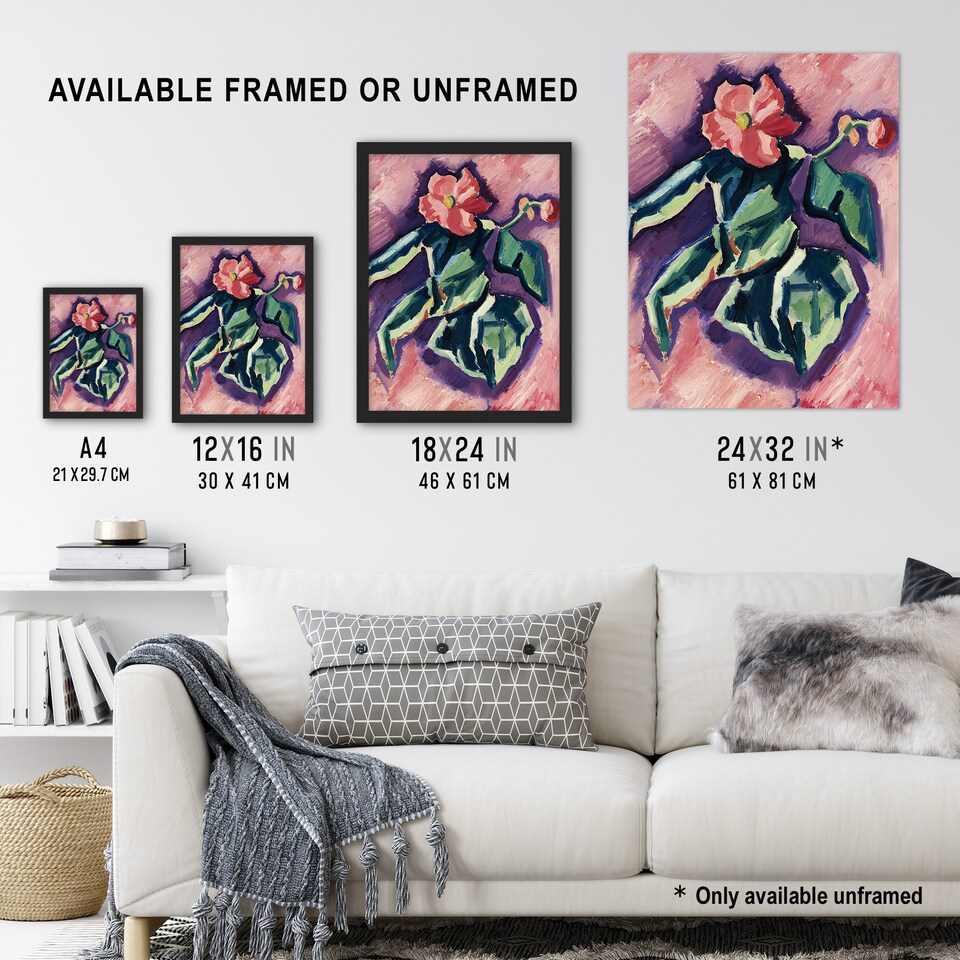 Pink Begonias Abstract Painting Hartley Framed Wall Art Print 12X16 ...