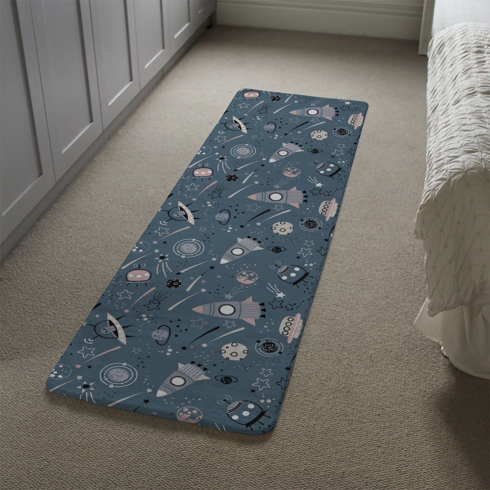 Spaceships And Planets With Stars Runner Rug | Multi - Tesco Groceries