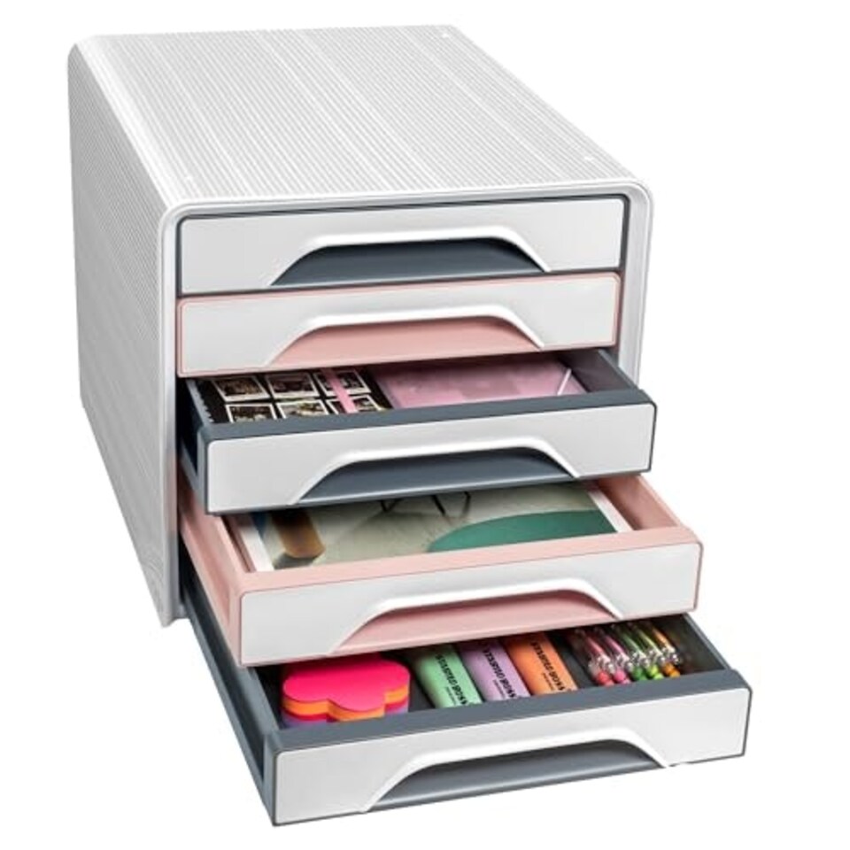 Smoove Mineral Filing Pad, 5 Drawers 24x32 Closed, White/Pink/Grey ...