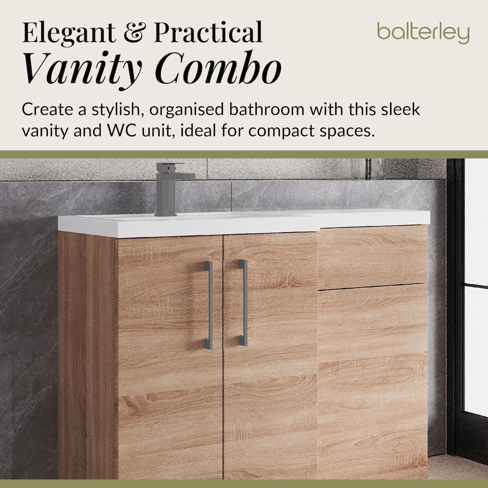 Balterley Left-Hand Bathroom Vanity and WC Unit Combination with Basin ...