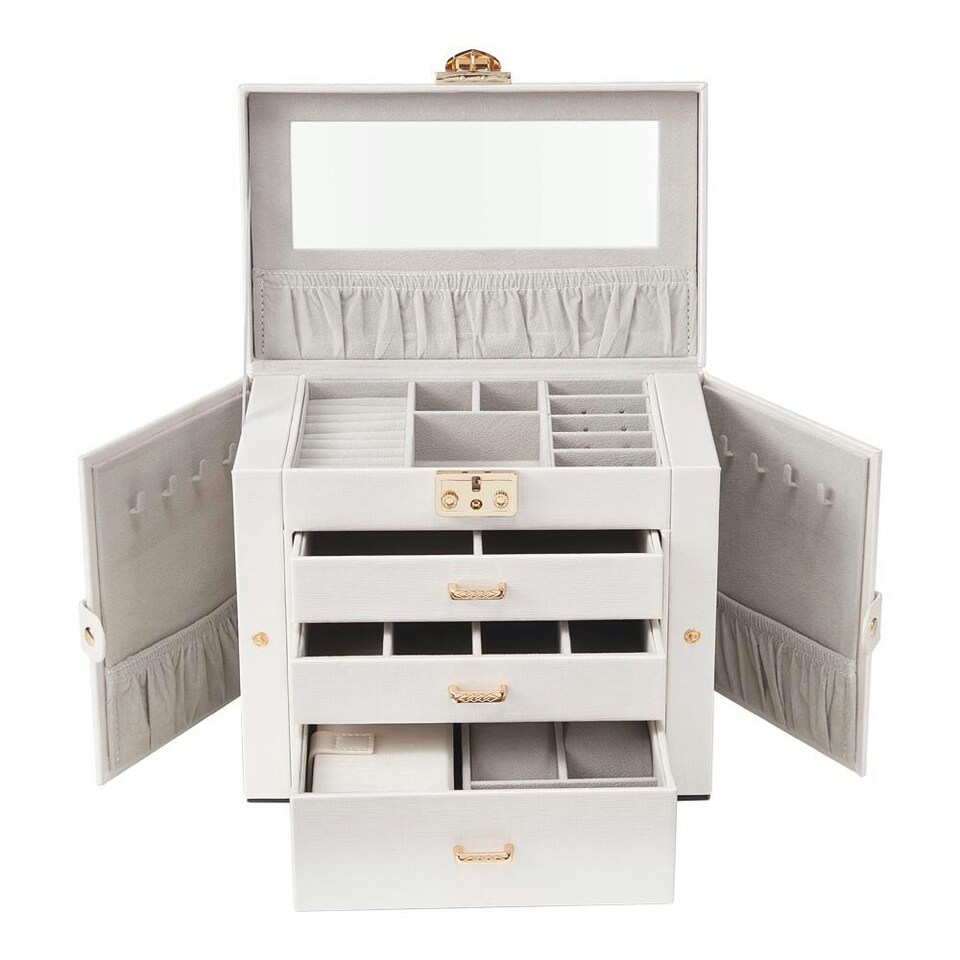Living and Home Jewellery Box Organizer with Large Capacity - White ...