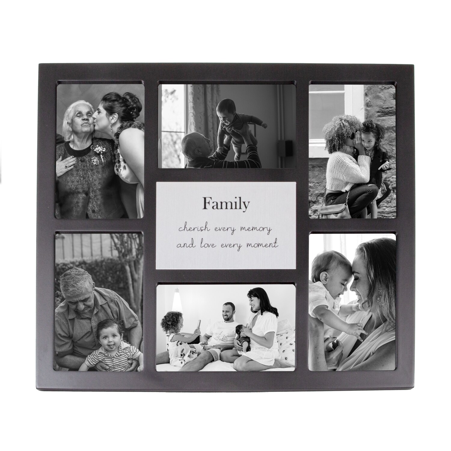 Modern Black Multi Collage Picture Frame with Family Wording and Cute ...