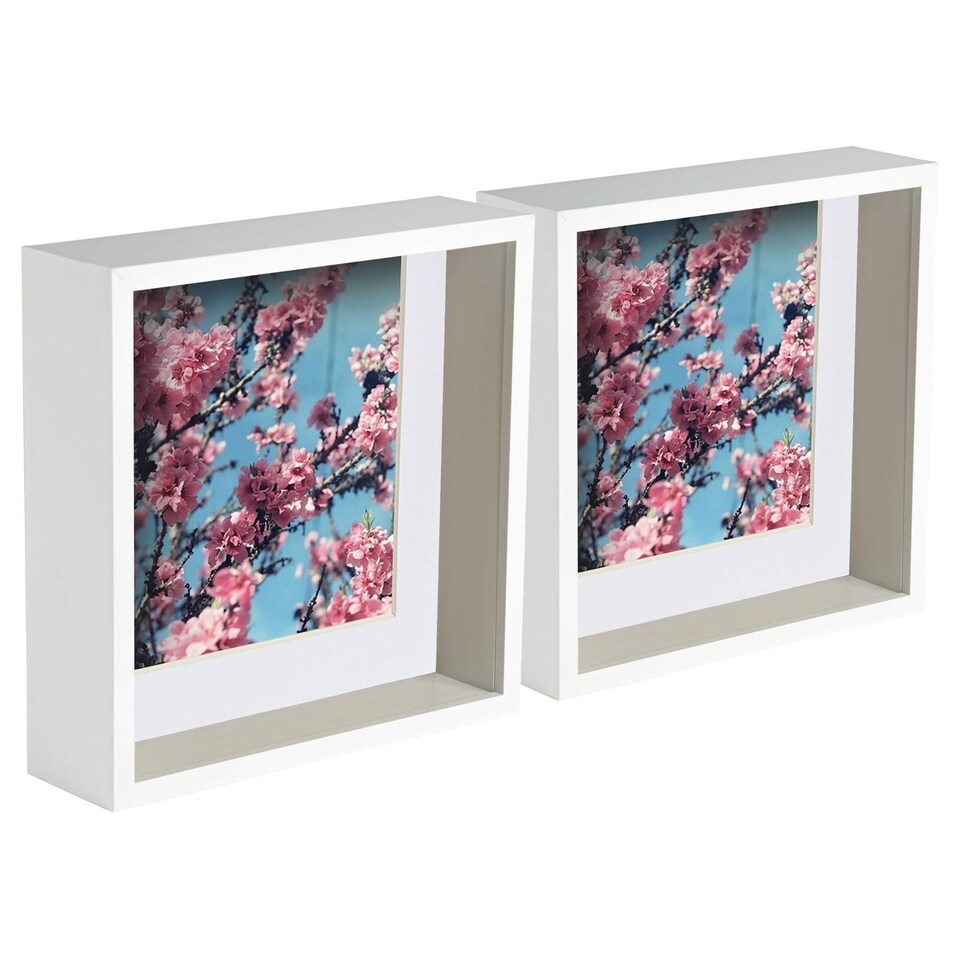 Nicola Spring 8 x 8" Deep Photo Frames - White/White Mount - 3D Deep ...