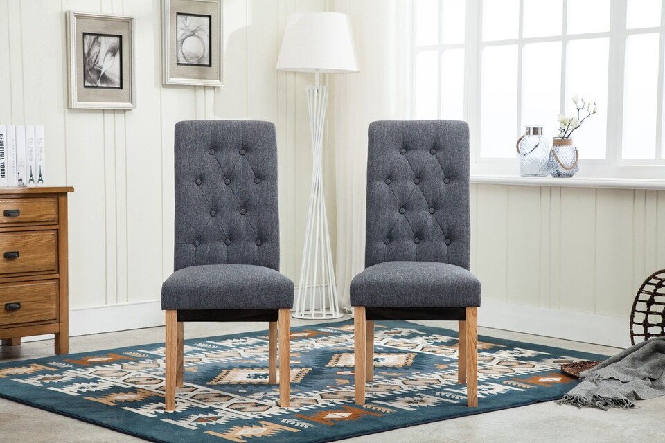 MCC Direct Deluxe High Back Fabric Dining Chairs Grey - Tesco Groceries