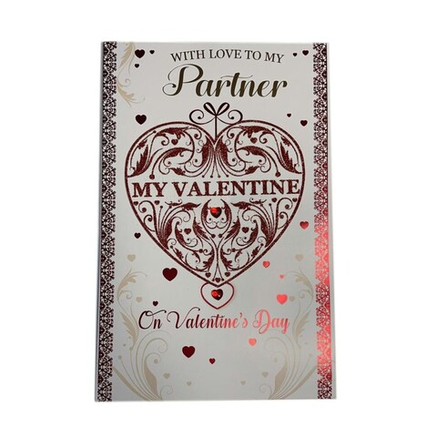 To Partner Big Red Glitter Heart Design Valentine's Day Card - Tesco ...