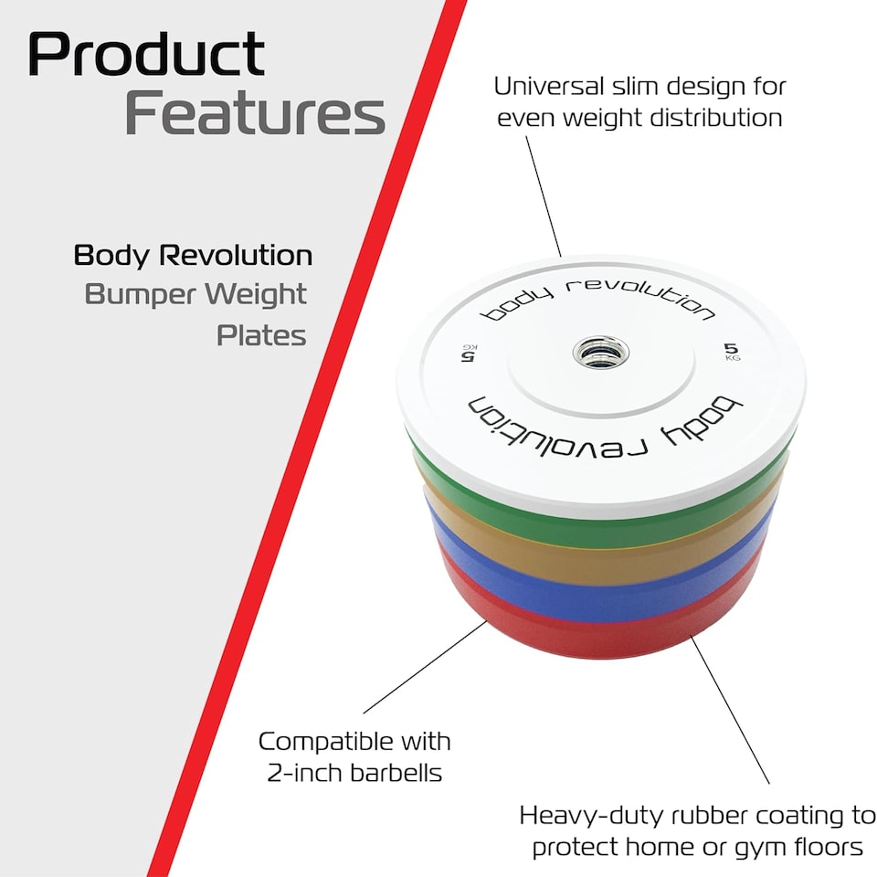 Body Revolution Olympic Bumper Plates Colour 25kg pair - Tesco Groceries