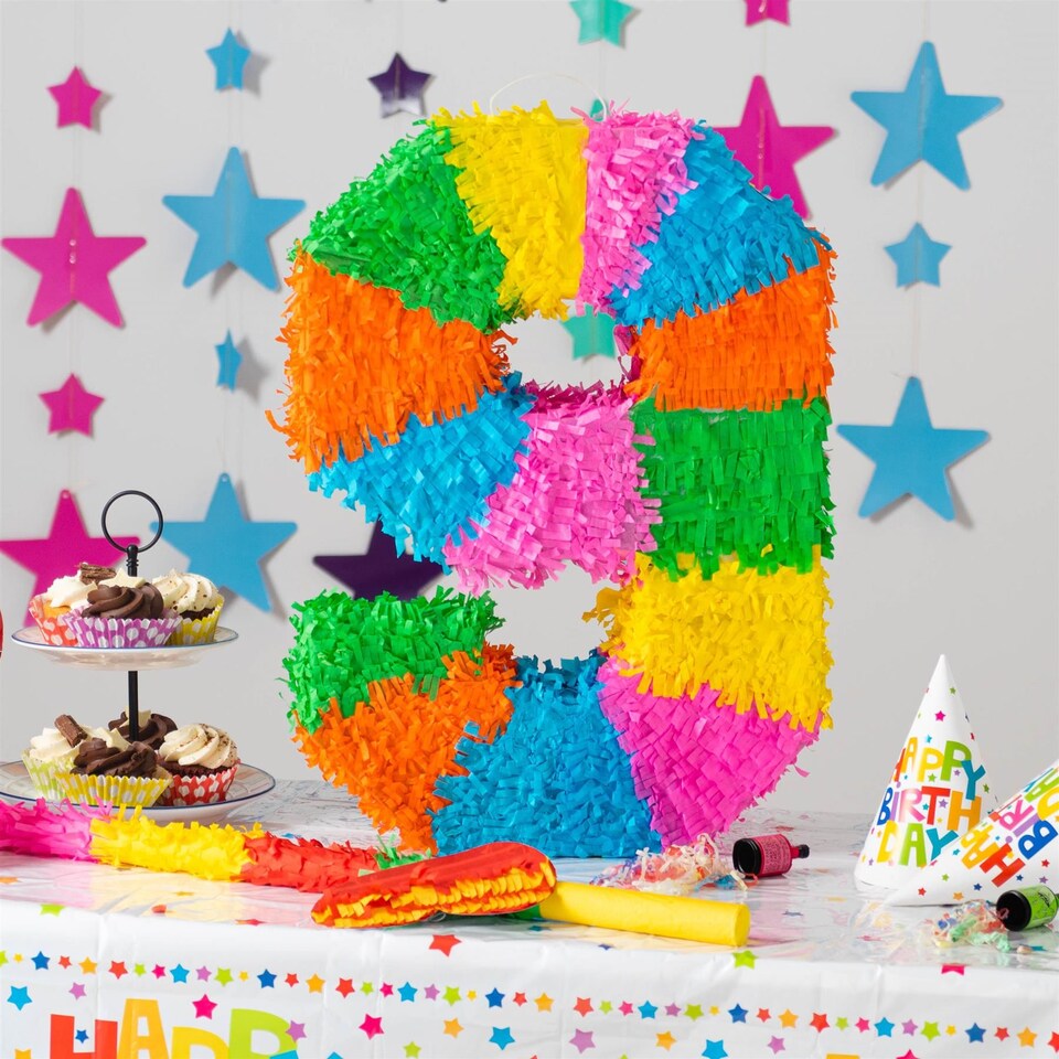 Fax Potato Number 9 Pinata Set with Stick & Blindfold - Pink Stick ...