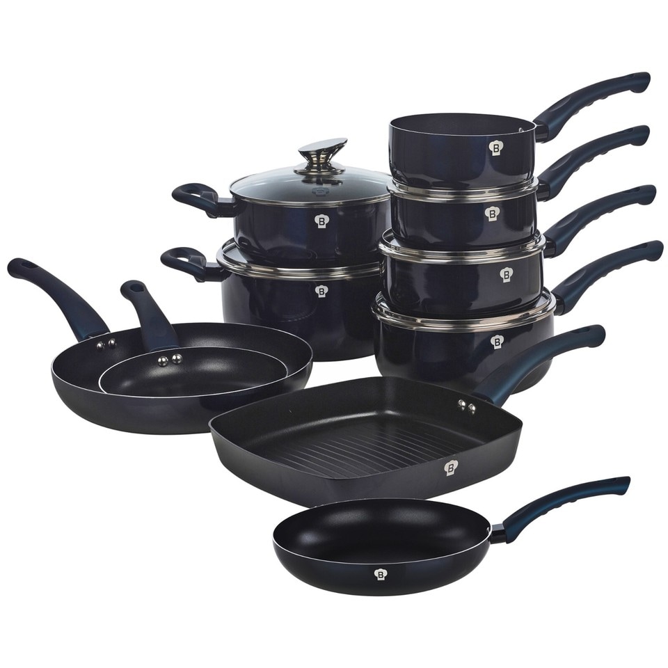 15 Pc Blaumann Cookware Frying Cooking Grill Pan Pots Saucepan Soft ...