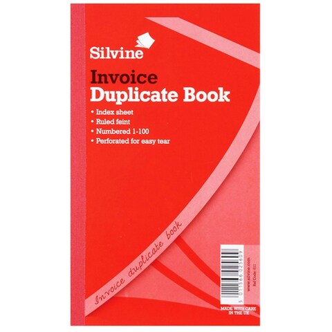Silvine Large Duplicate Invoice Book Feint 200 Sheets - Red - One Size ...