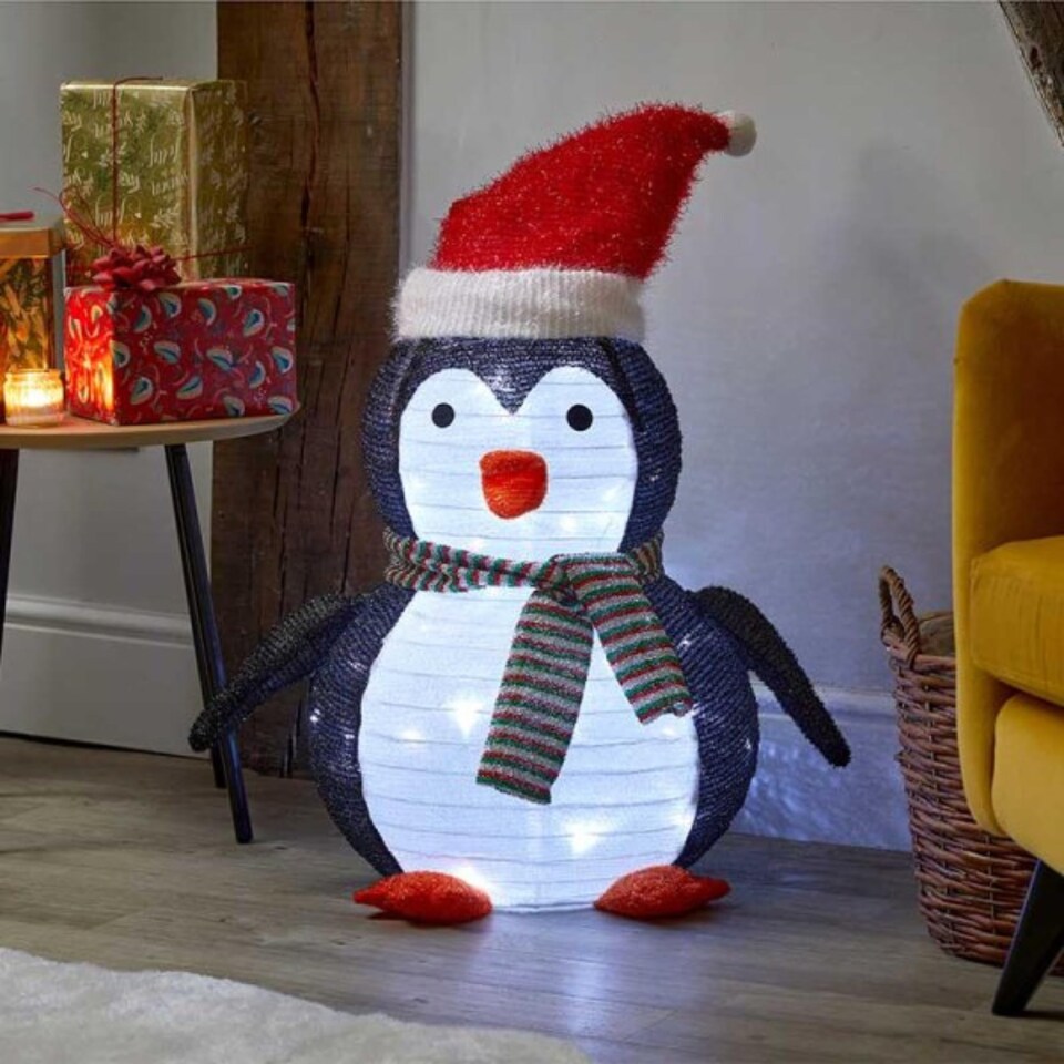72cm Battery Operated Light up Pop up Christmas Penguin with Cool White ...