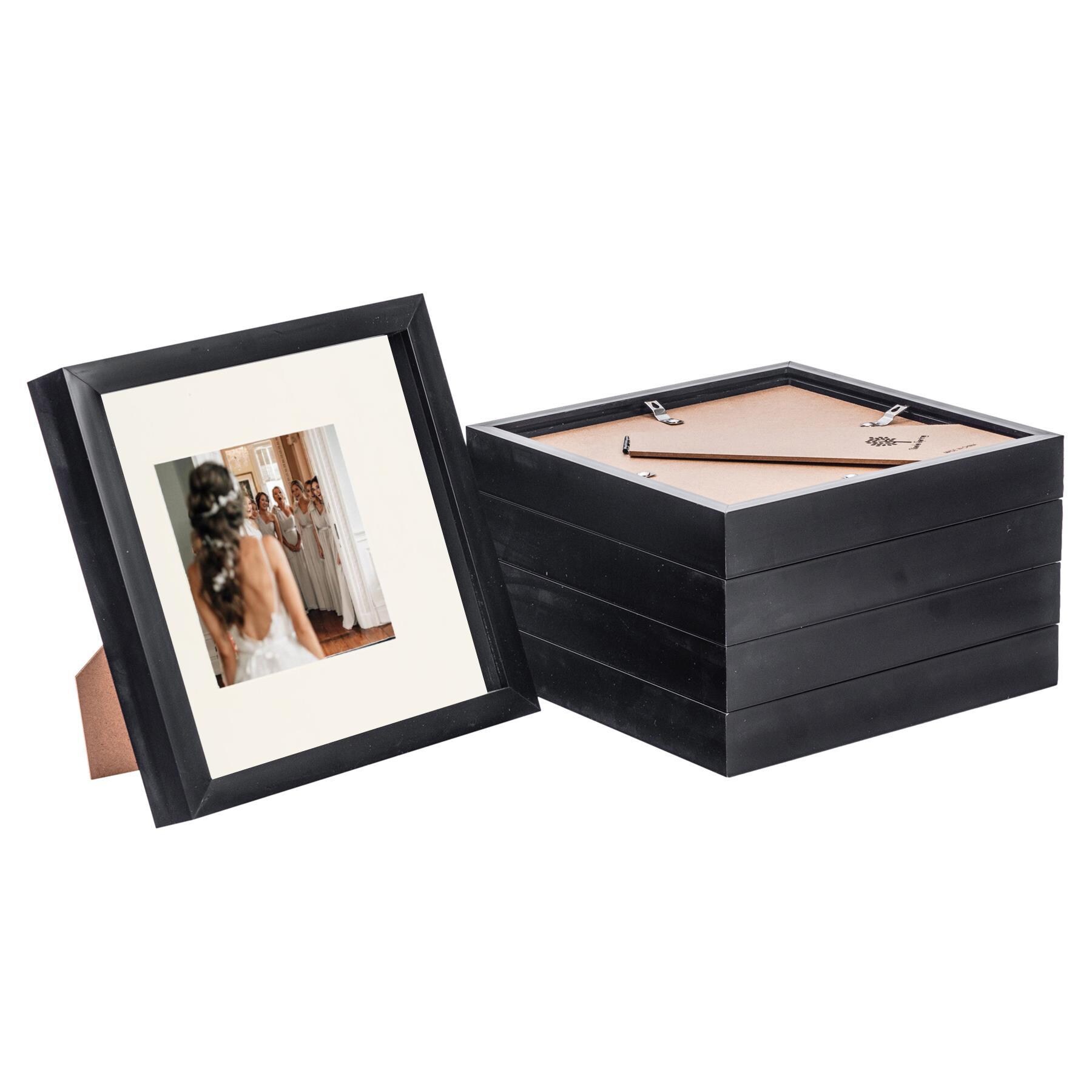 Nicola Spring 8 x 8" Photo Frames - Black/Ivory Mount - 3D Picture ...
