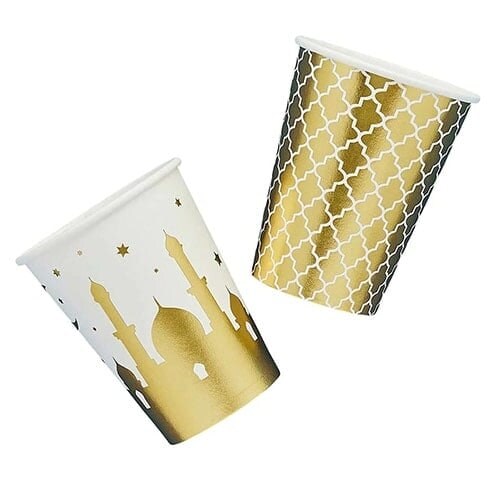 Assorted Eid Foil Paper Cups 220ml - Pack of 8 - Tesco Groceries