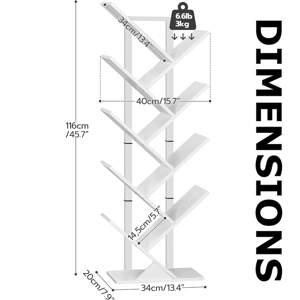 Industrial 9 Tier Tree Free-Standing Book Shelf - Tesco Groceries