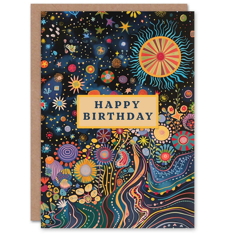 Flower Stars Floral Psychedelic Folk Woman Her Birthday Card - Tesco ...