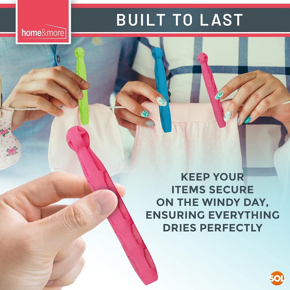 48pk Dolly Pegs for Washing Line – Heavy Duty Plastic Clothes Clips ...