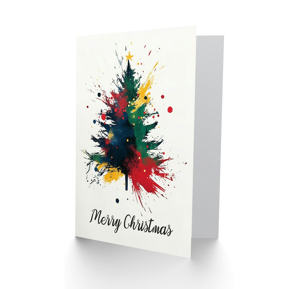 Colourful Paint Splat Abstract Tree Modern Blank For Him Or Her Art ...