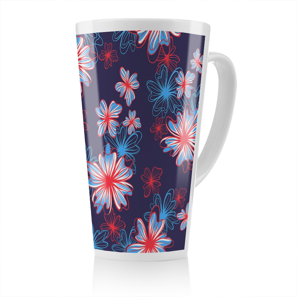 Red White & Blue Flower Print Latte Mug - Tesco Groceries