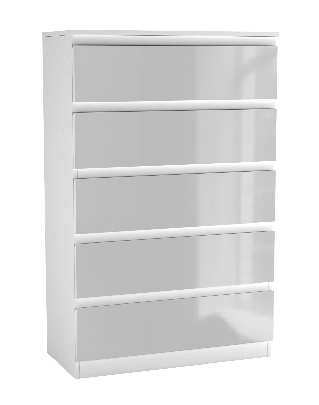 Gloss 5 Drawer Bedroom Storage Cabinet | White | White Carcass Gloss ...