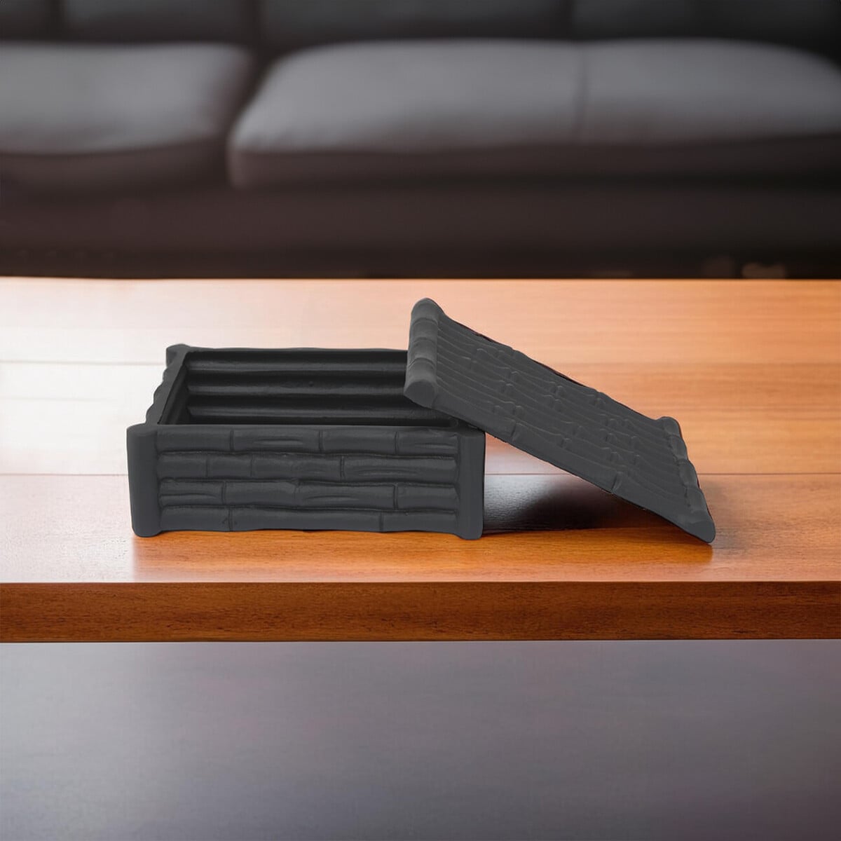 Hiba Small Black Finish Bamboo Effect Trinket Box - Tesco Groceries