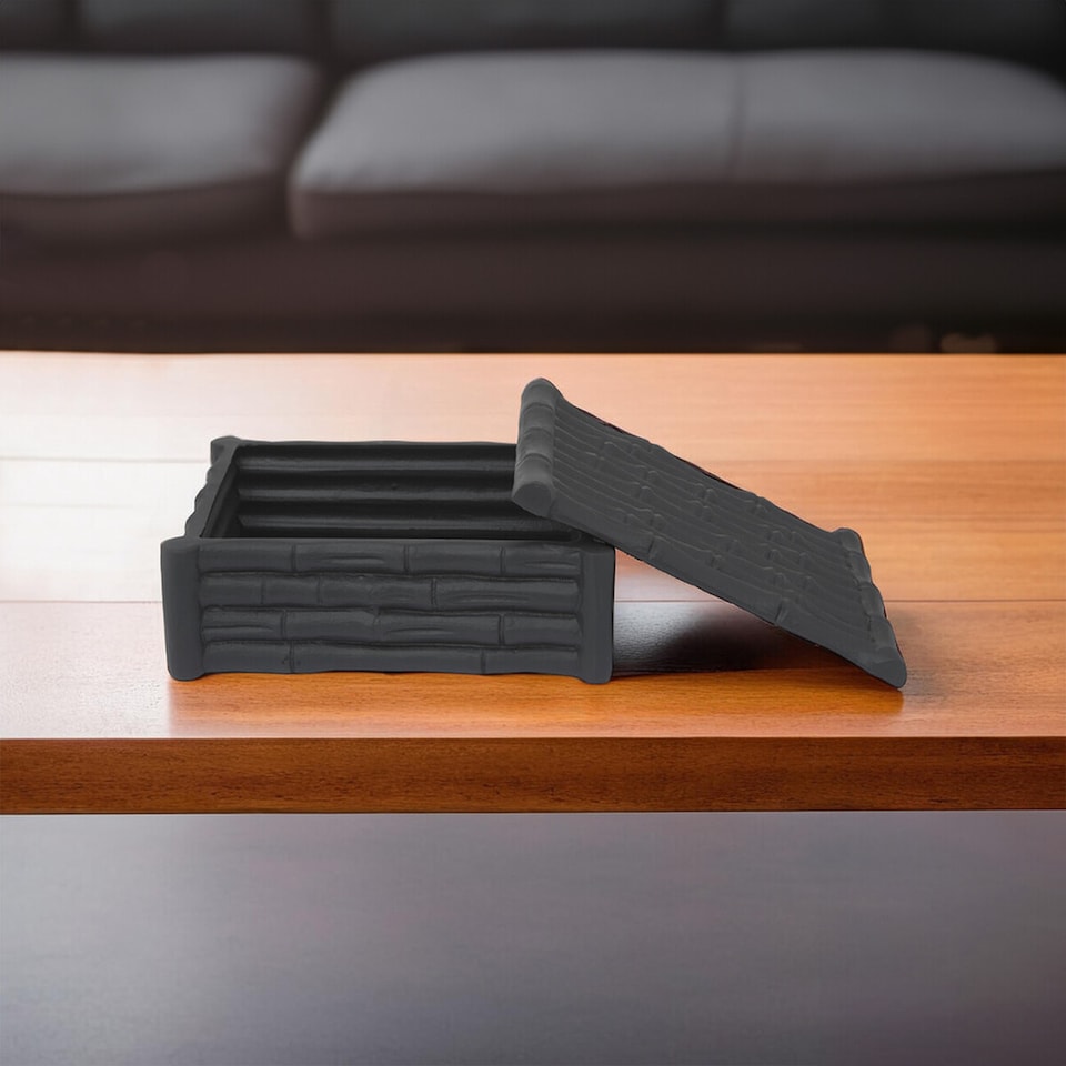 Hiba Small Black Finish Bamboo Effect Trinket Box - Tesco Groceries