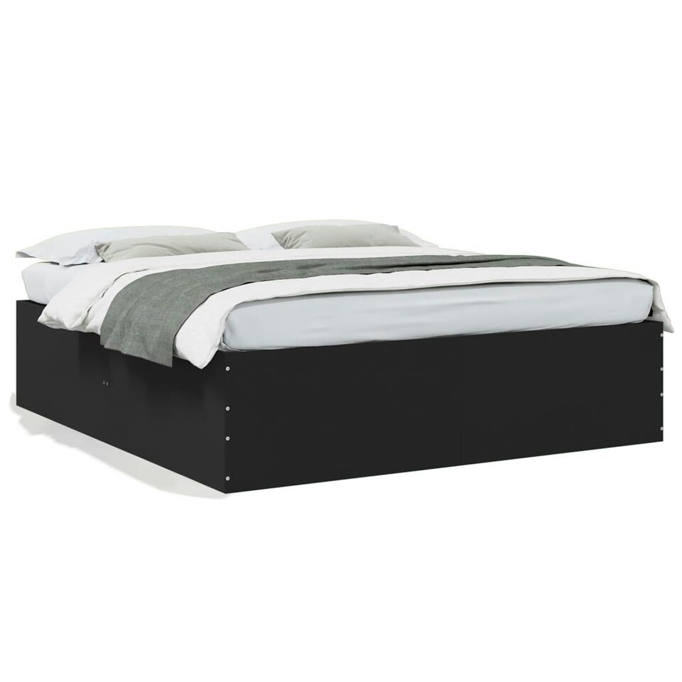 Bed Frame Black 200x200 cm Engineered Wood - Tesco Groceries