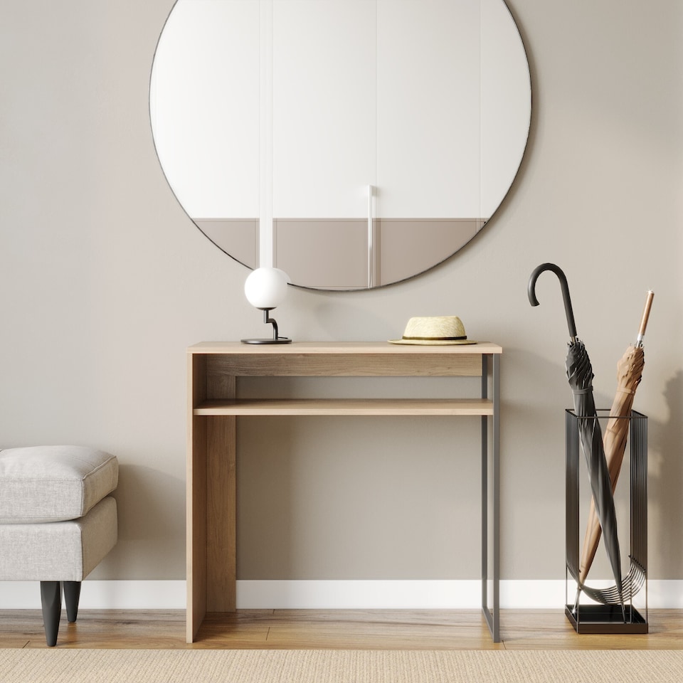URBNLIVING 80cm Wooden And Steel Console Table With Storage Shelf ...