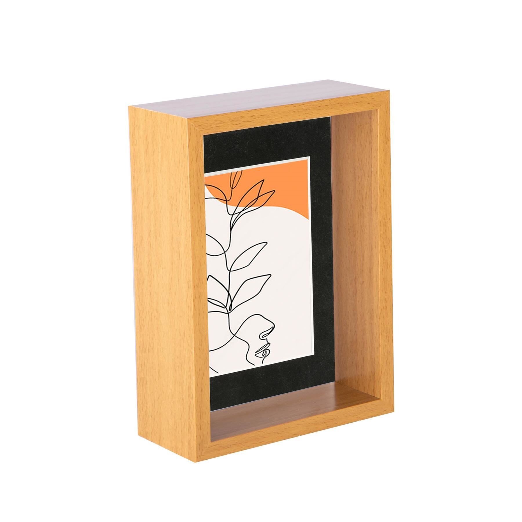 Nicola Spring 5 x 7" Deep Photo Frame - Light Wood/Black Mount - 3D ...