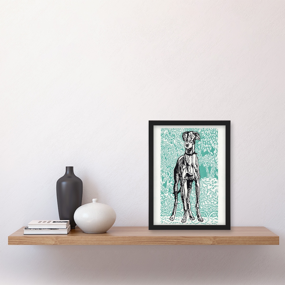 Moriz Jung Dog Lover Greyhound Animal Portrait Framed Wall Art Picture ...
