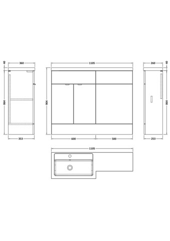 Balterley Alrewas Contemporary 2 Door Left-Hand Floor Standing ...