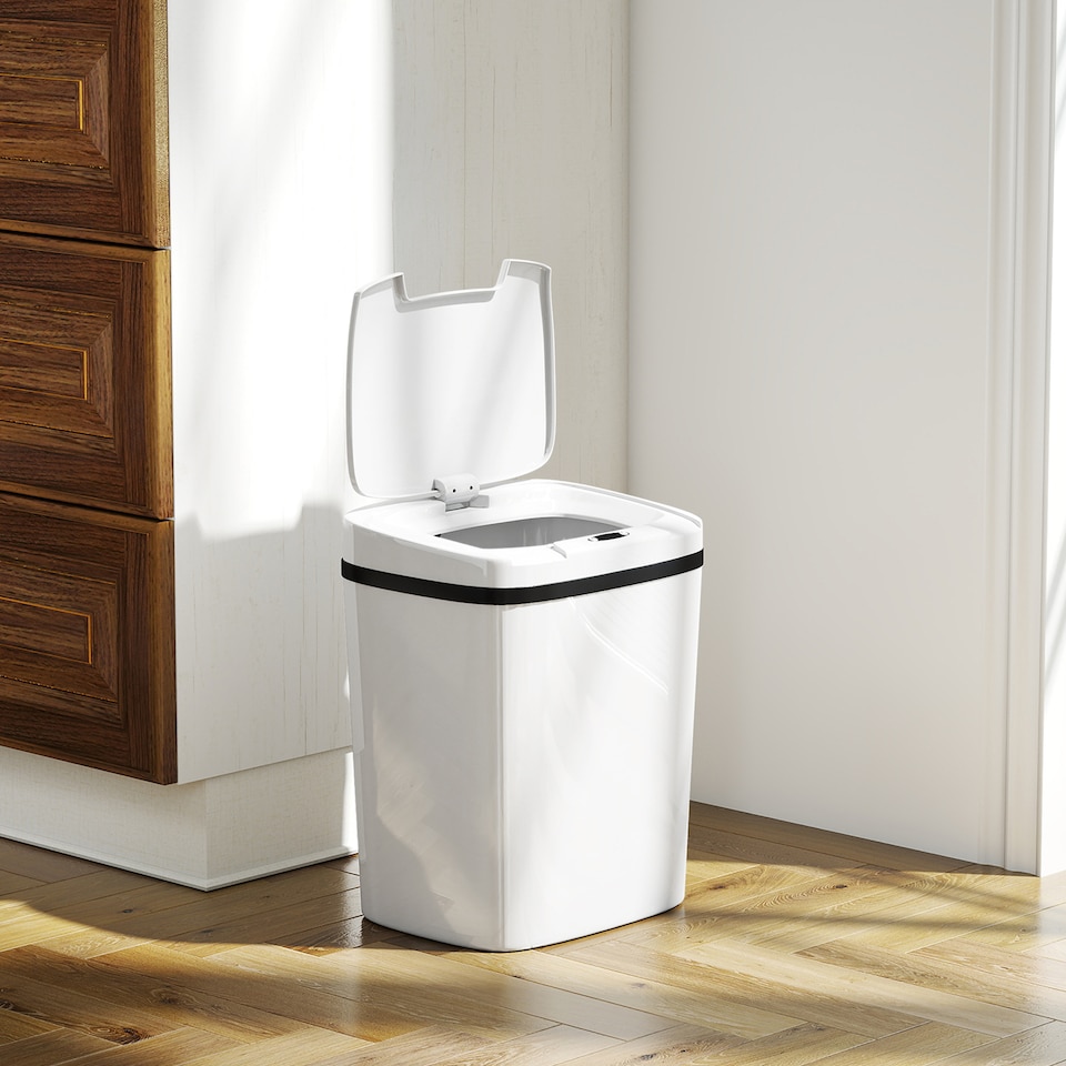 HOMCOM 15L Sensor Bin, Automatic Touchless Kitchen Bin with Dual-Mode ...