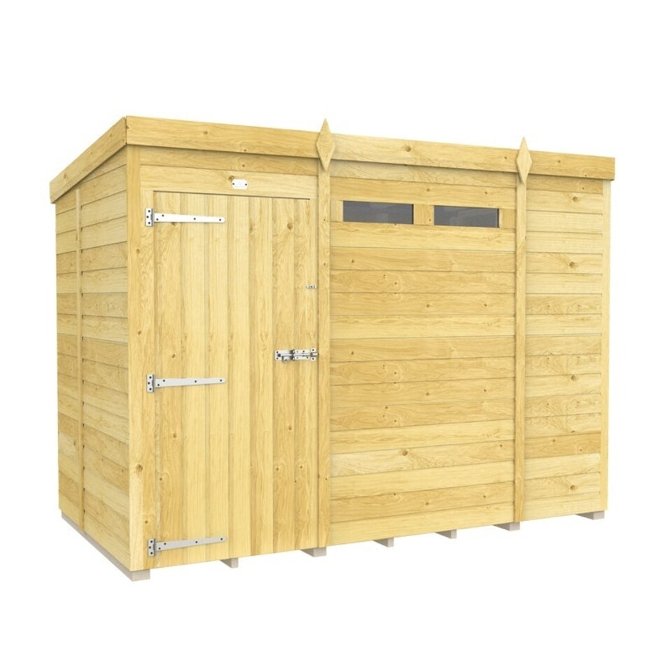 9 x 5 Feet Pent Security Shed - Single Door - Wood - L147 x W276 x H201 ...
