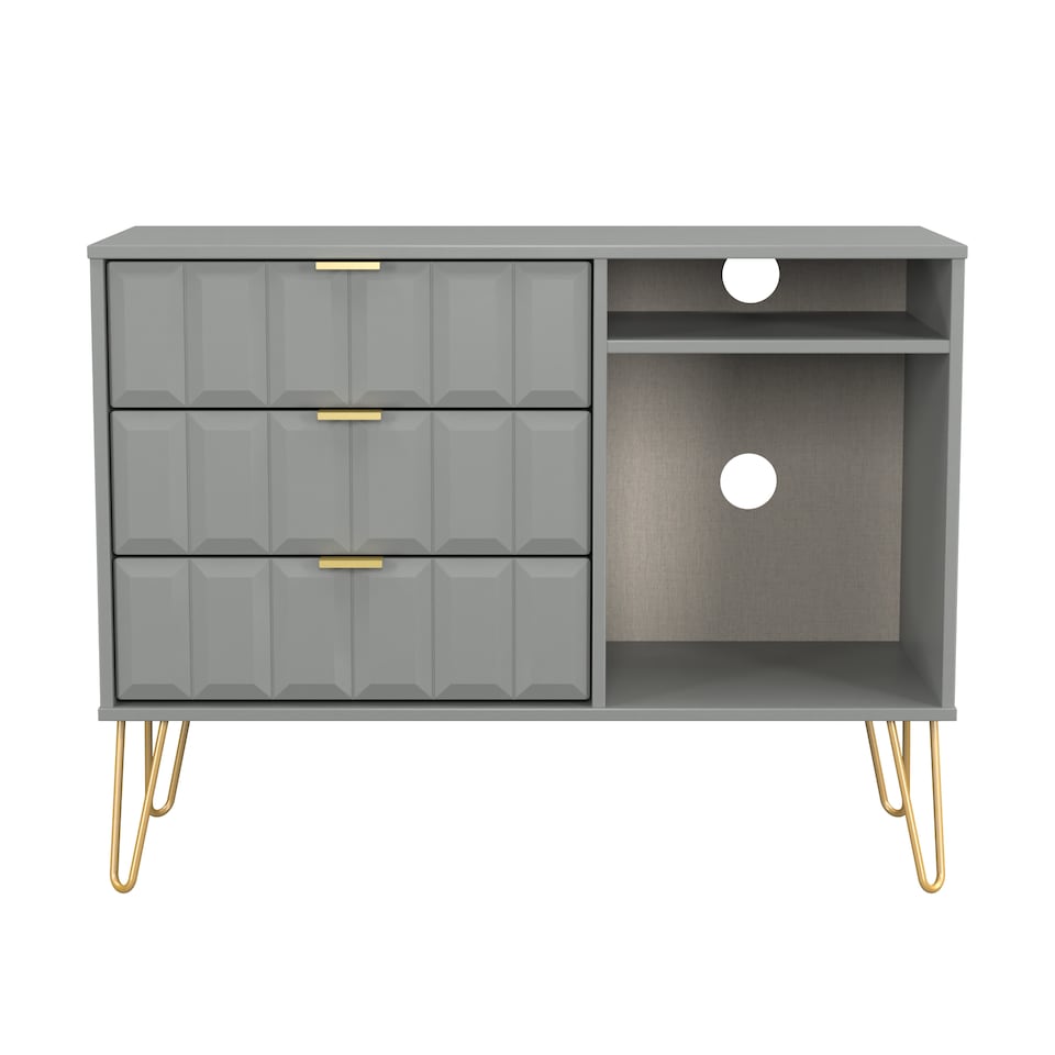 Metro 3 Drawer TV Unit in Dusk Grey (Ready Assembled) | Grey | Dusk ...