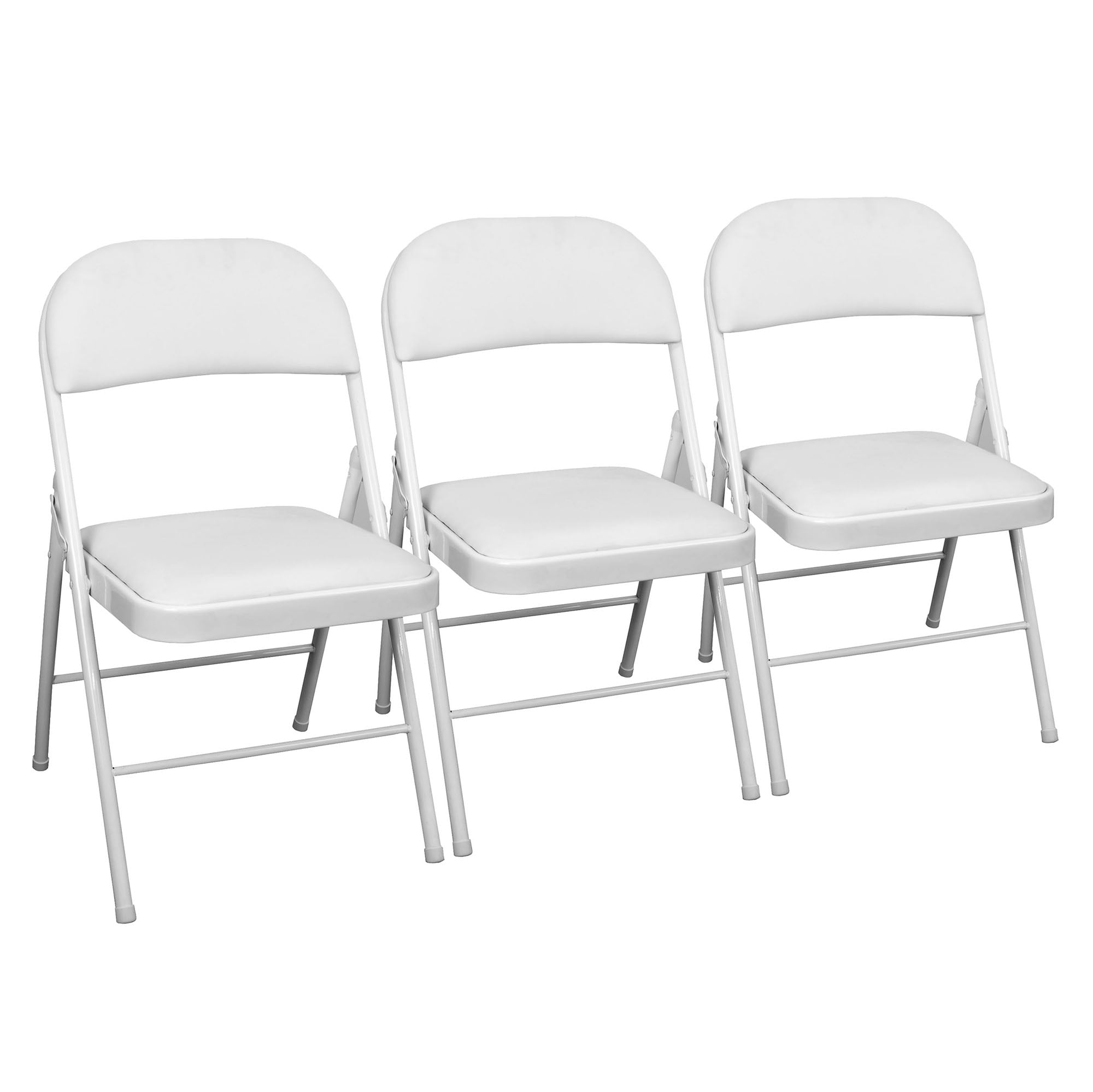 TekBox White Folding Faux Leather Chairs - Set of 3 - Tesco Groceries