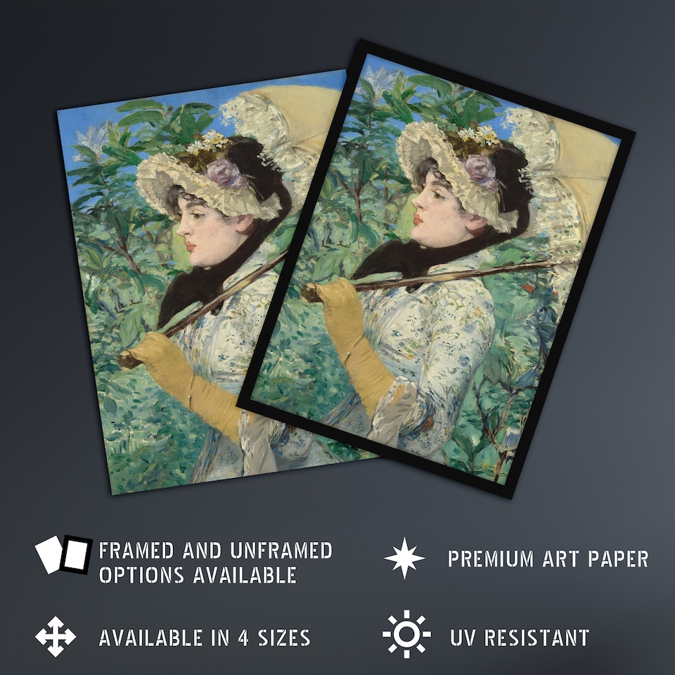 Jeanne Spring Parasol Portrait Manet Vintage Framed Wall Art Print ...