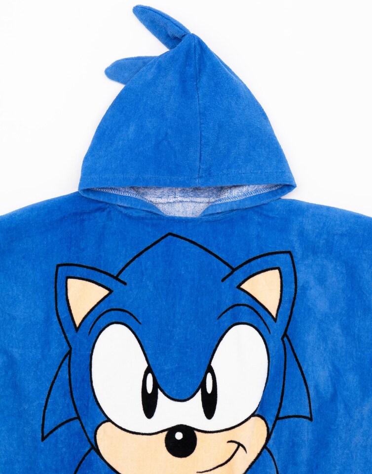 Sonic The Hedgehog Kids Towel Poncho | Blue Gaming Bath Towel with 3D ...