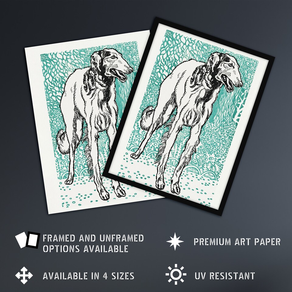 Long Haired Greyhound Russian Wolfhound Dog Jung Wall Art Poster Print ...